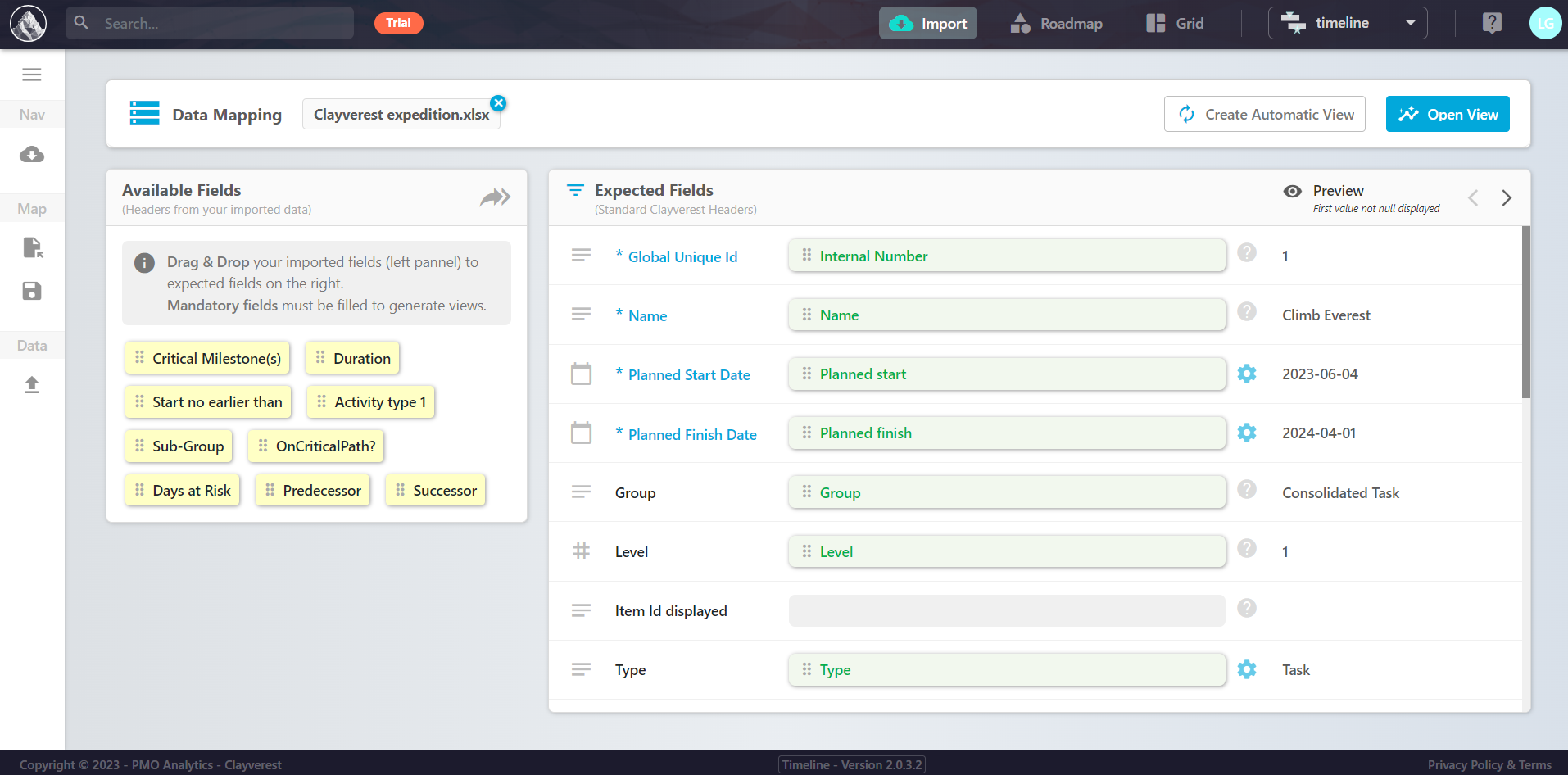 Timeline Data Mapping Clayverest